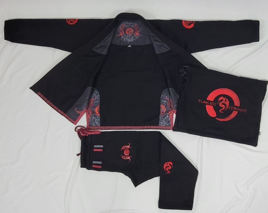 RED DRAGON JIU JITSU GI - BLACK * LIMItED STOCK* – Flawless Kimonos Inc.