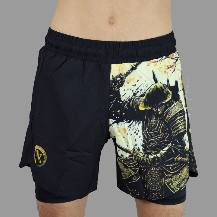 ADULTS - SAMURAI SHORTS - BLACK/GOLD – Flawless Kimonos Inc.